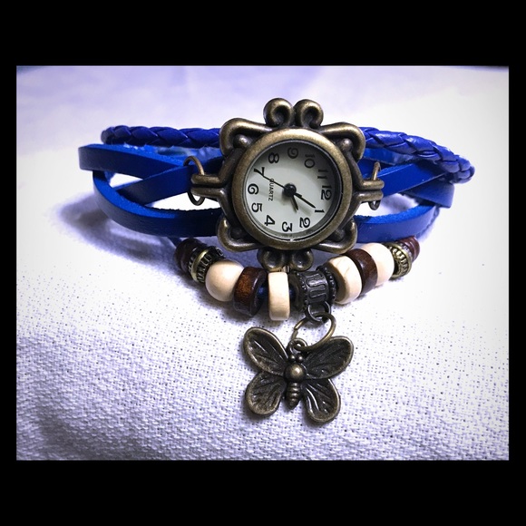 Chunn | Jewelry | Bronze Butterfly Charm Watch Blue | Poshmark
